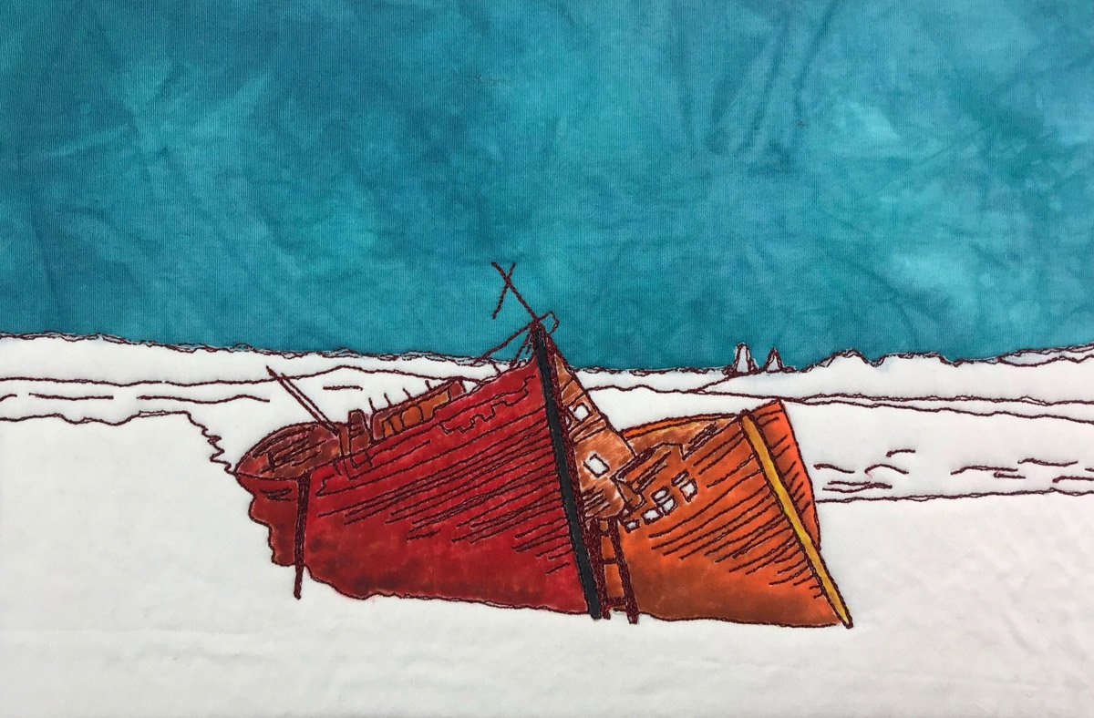 Fibre Art: Thread Sketch with Fabric Paint - Thread Sketching in Action